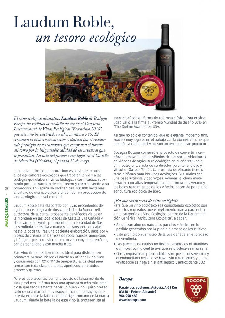 Laudum Roble: vino tinto, eco y mediterráneo de Bodegas Bocopa